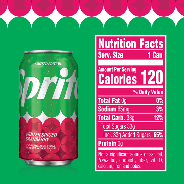 Sprite Winter Spiced Cranberry Caffeine Free Soda Soft Drink Fridge ...