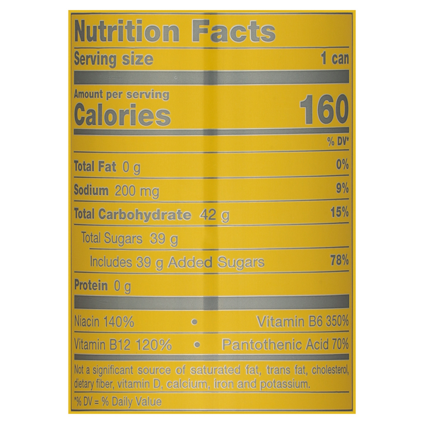 Red Bull Nutrition Label