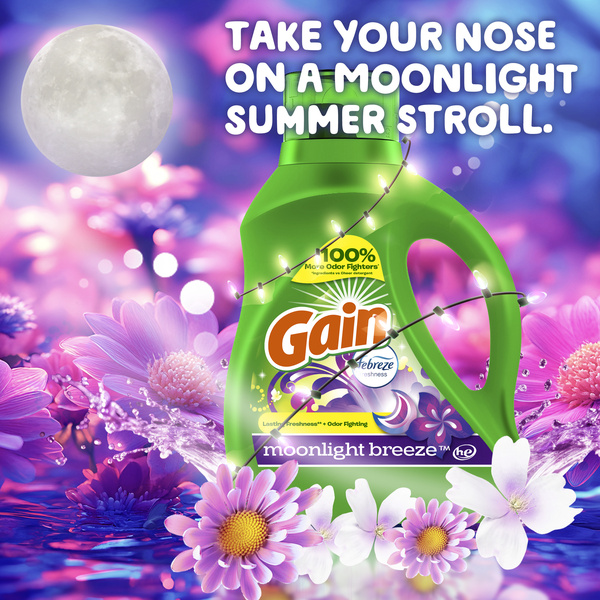 Gain Liquid Laundry Detergent, Moonlight Breeze Scent, 88 fl oz, 61 ...