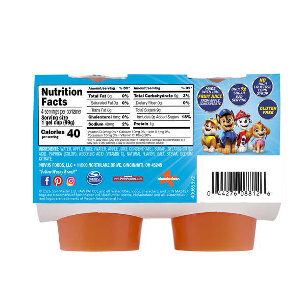 Winky Paw Patrol Mighty Orange Gel Snacks 4pk | Hy-Vee Aisles Online ...