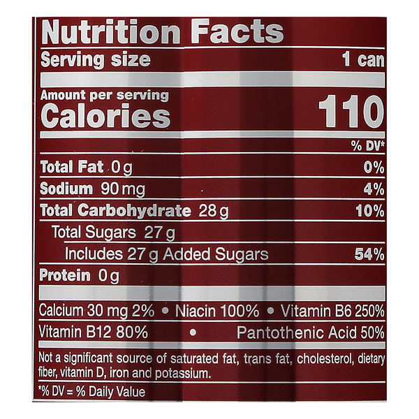 Red Bull Nutrition Label