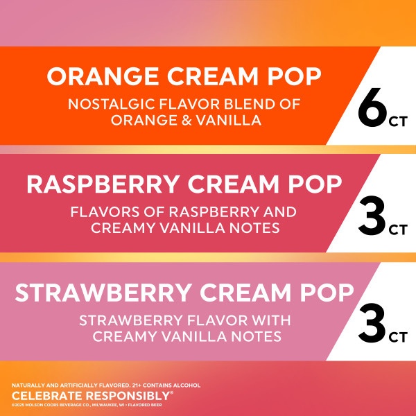 Vizzy Hard Seltzer, Cream Pop, Raspberry/Orange/Strawberry, Variety ...