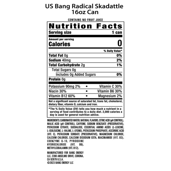 Bang Energy Drink Radical Skadattle | Hy-Vee Aisles Online Grocery Shopping